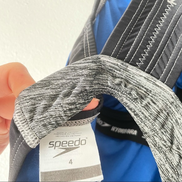 Speedo | Swim | Speedo Heather Grey Blue Quantum Splice Swimsuit | Poshmark